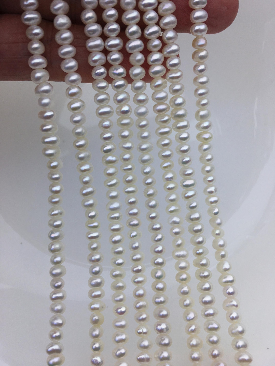 AAA 4.5-5mm Tiny White Button Round Pearls,full Strand,rondelle Pearl ...