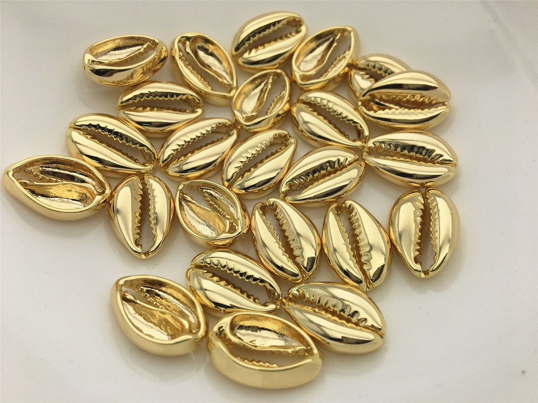 10pcs 11x16.5mm Gold Cowrie Shell Beads,brass Plated 14k Gold,acc-o-001 ...