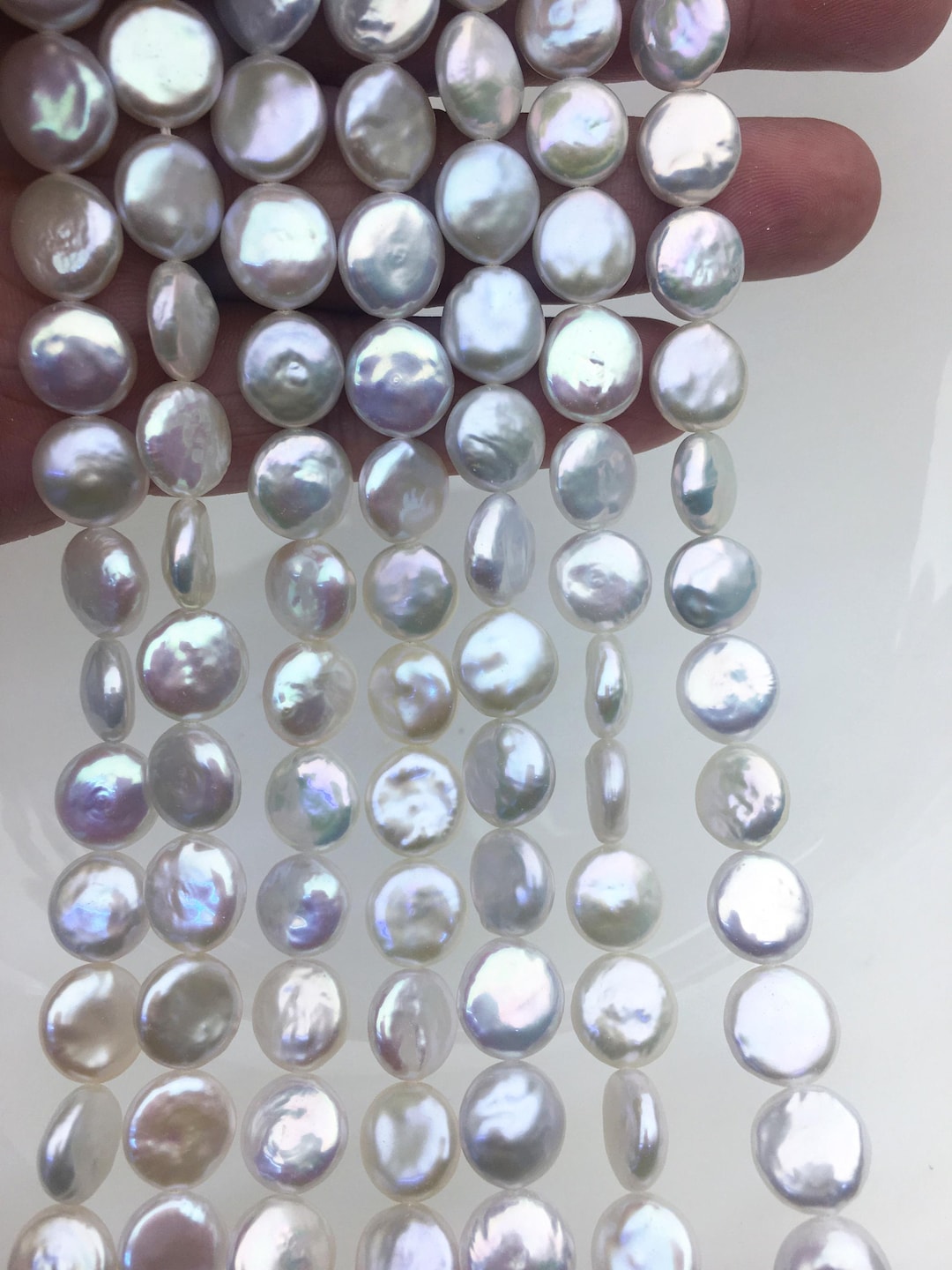 AAA 10-11mm White Coin Freshwater Pearls,diy Bead,flat Round Pearl Bead ...