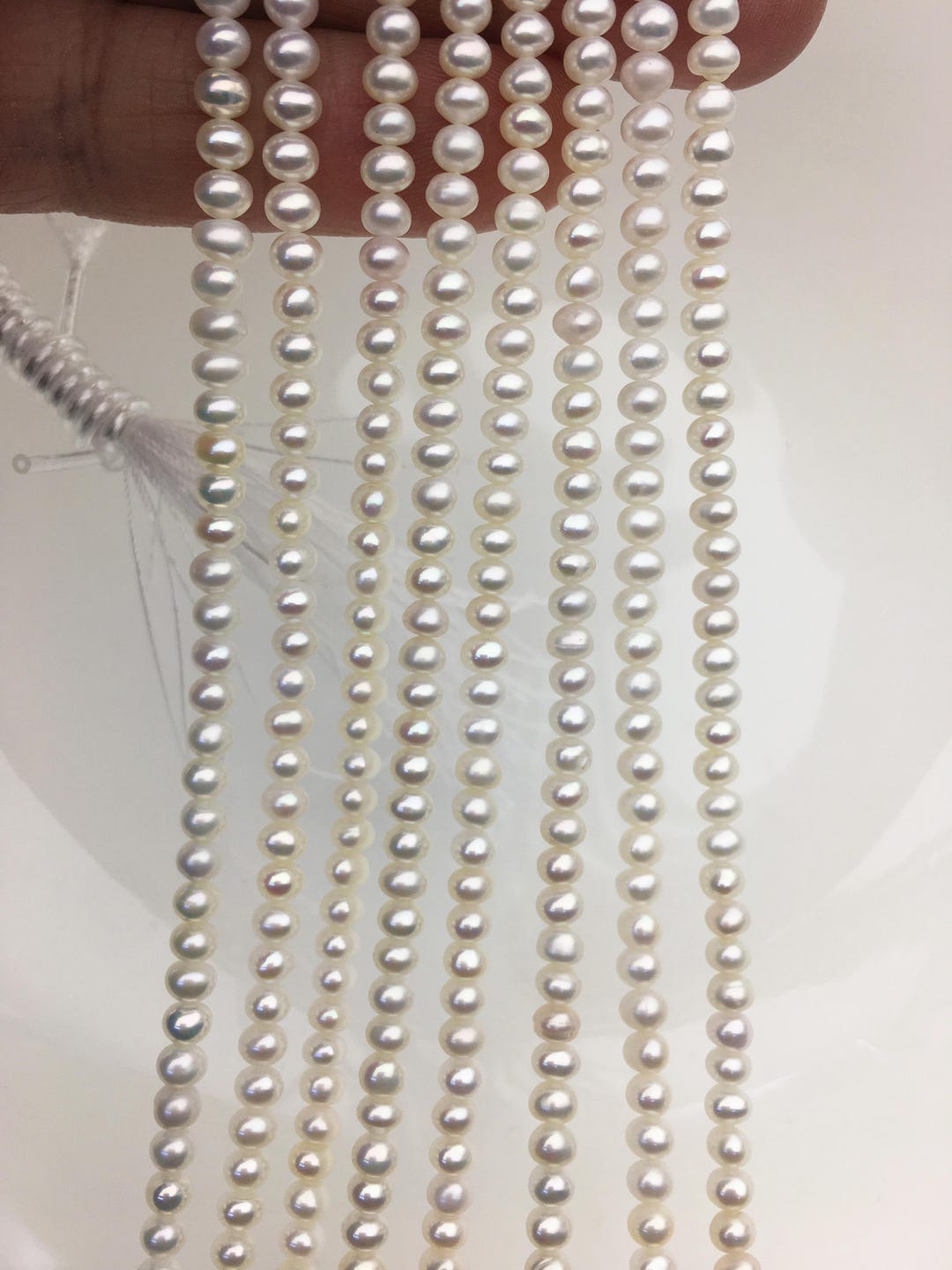 AAA 3.8-4.2mm Tiny White Button Round Freshwater Pearls,nucleus Pearl ...