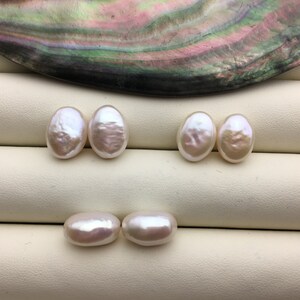 1 Pair AAA 9-11mm Thick White Ellipse Freshwater Pearl Loose - Etsy