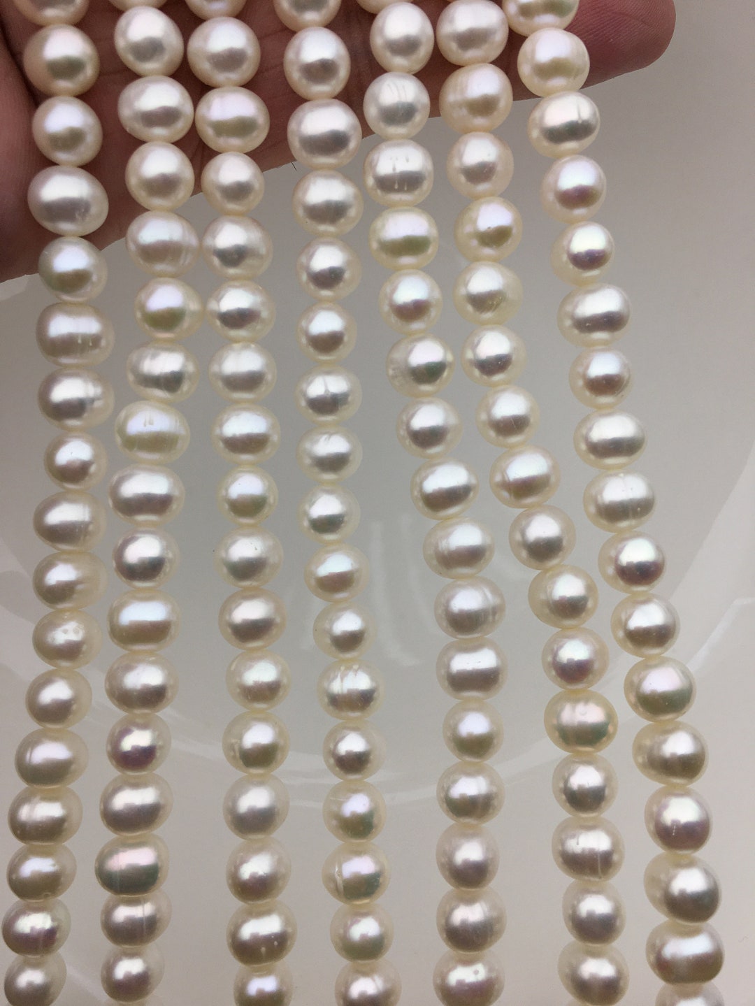 AA+ 6.3-7.3mm White Potato Pearls, Around 58pcs,potato Shape Pearl,full ...