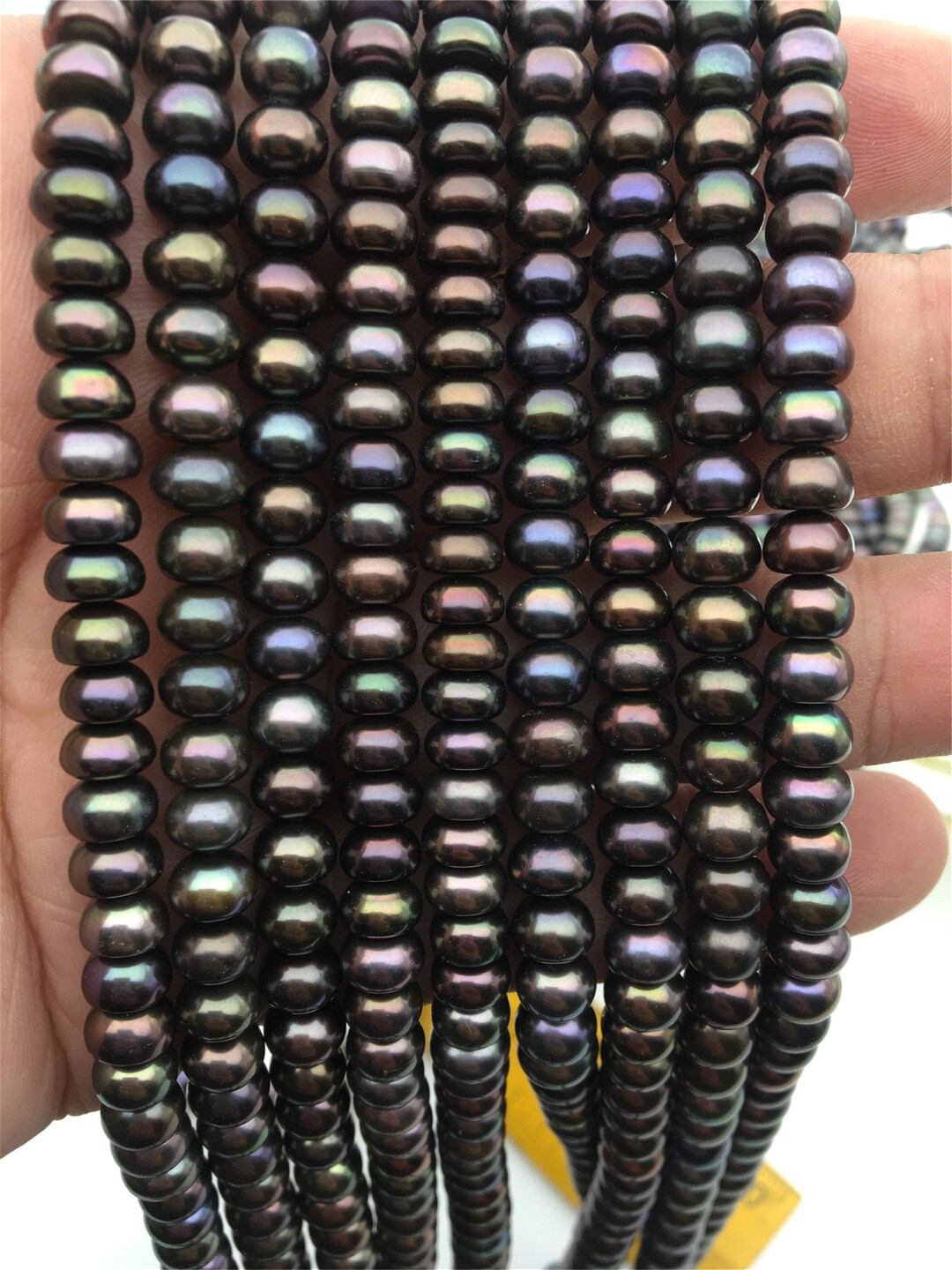 AAA 6-7mm Brown Black Button Round Freshwater Pearls,full Strand,loose ...