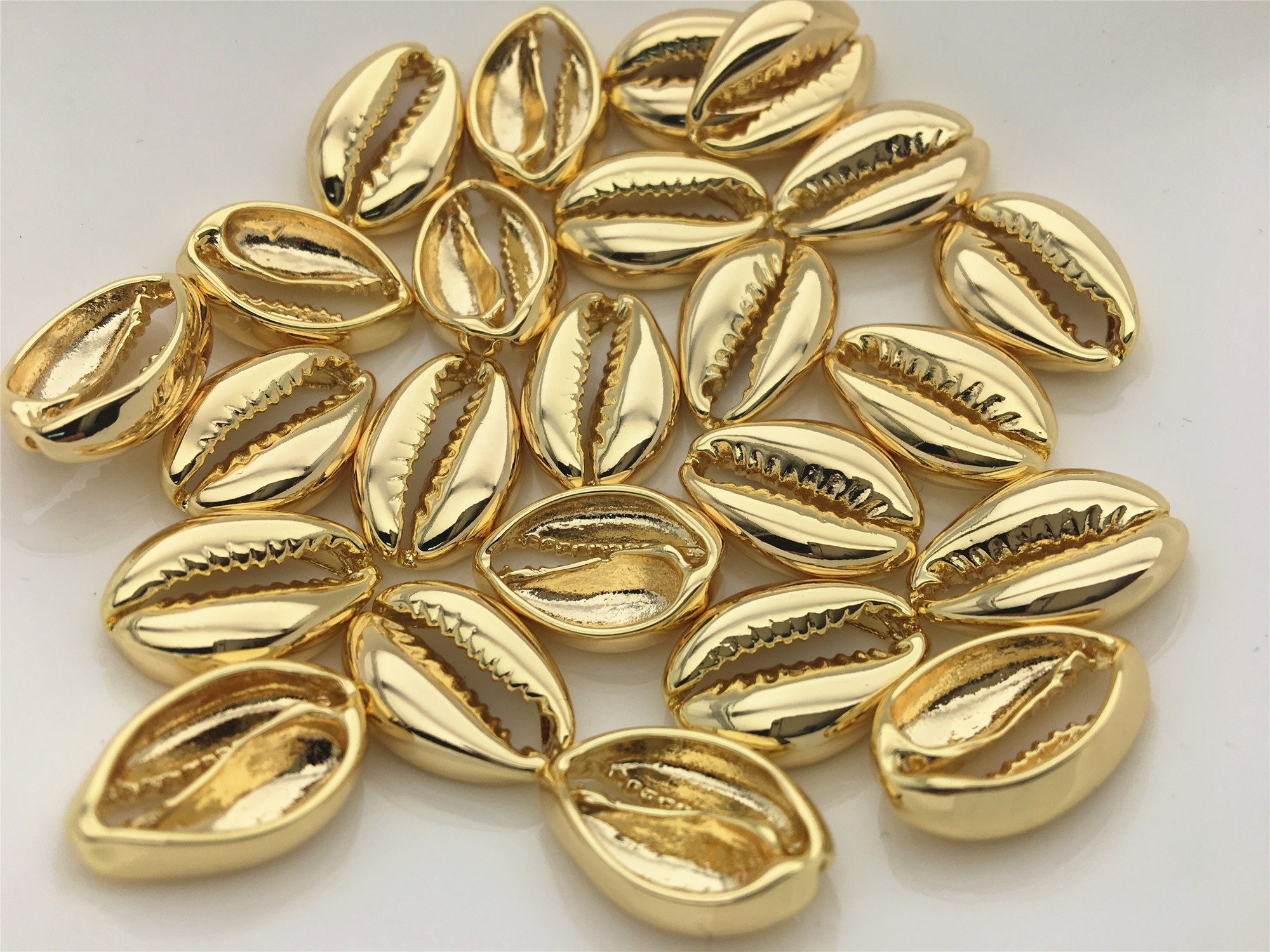 10pcs 11x16.5mm Gold Cowrie Shell Beads,brass Plated 14k Gold,acc-o-001 ...