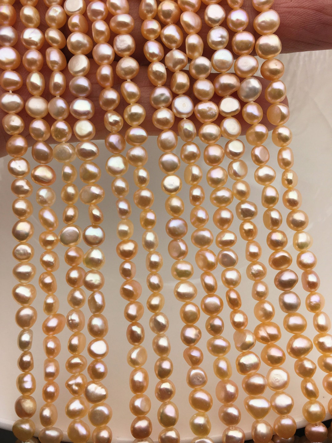 AAA 4.5-5mm Tiny Pink Peach Nugget Freshwater Pearls,irregular Nugget ...