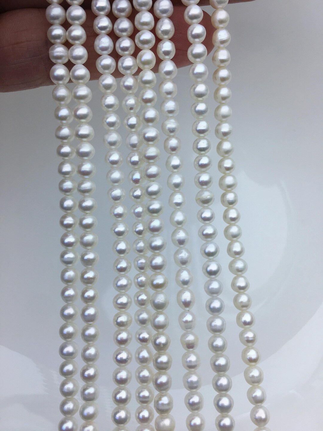 AA 4.5-5mm Tiny White Button Round Potato Freshwater Pearls,rondelle ...