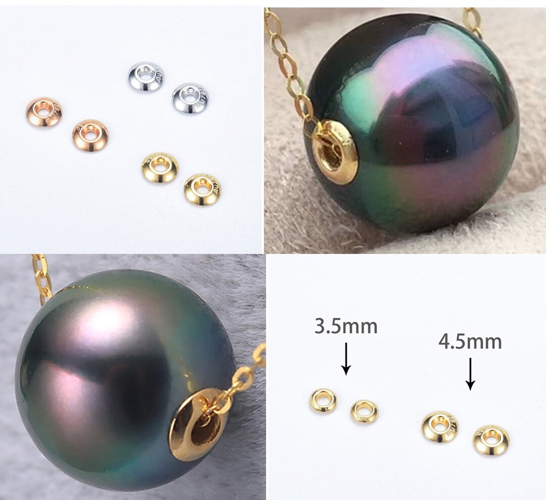 18K White/yellow/rose Gold 3.5mm/4.5mm Bead Grommet With 1.8mm Pearl ...