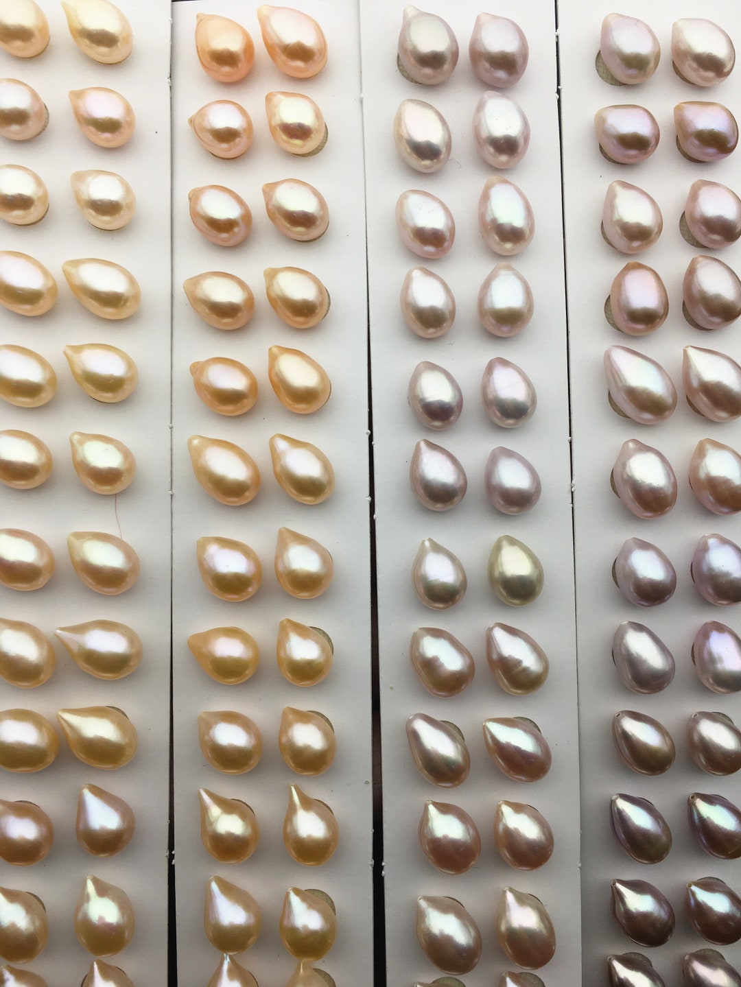 1 Pair AAA 9.4-10.3mm Pink/purple Long Teardrop Freshwater Pearls,tear ...