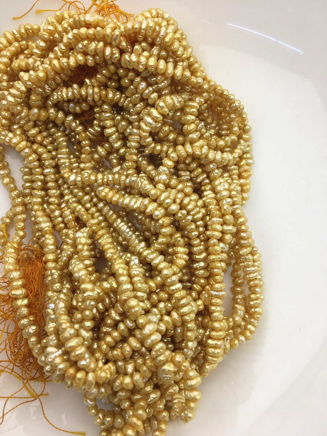 8inches AA 3-4mm Yellow Gold Potato Freshwater Pearls,seed Pearl,small ...