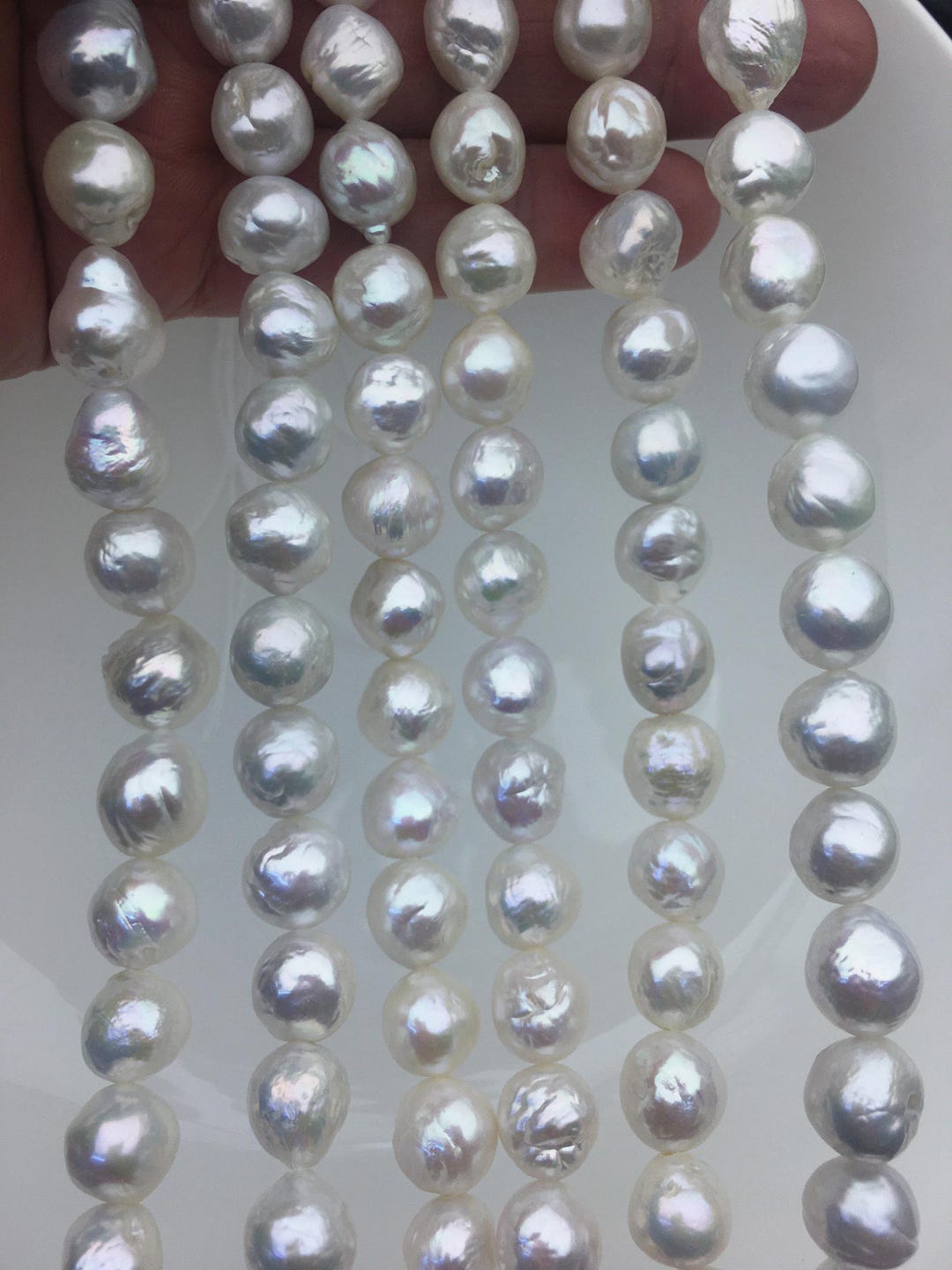 High Luster!aa+ 9-11mm White Wrinkled Skin Baroque Edison Freshwater ...