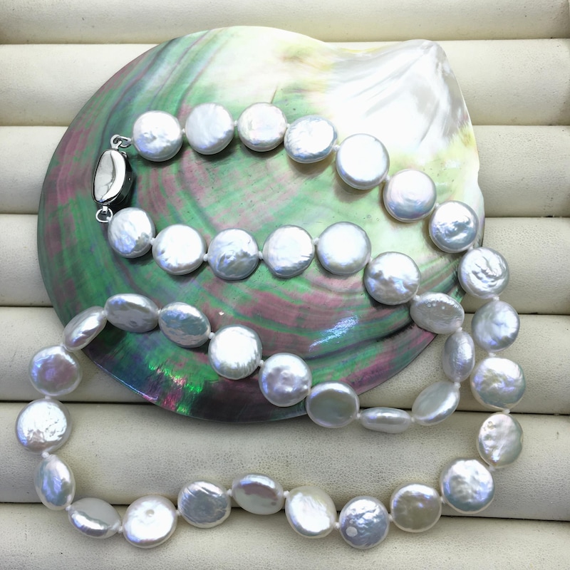 Pearl Long Coin Necklace - Etsy