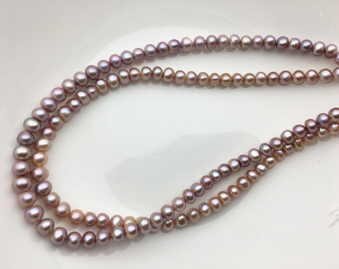 AAA 6.4-7.2mm Purple Baroque Button Round Freshwater Pearls, Rondelle ...