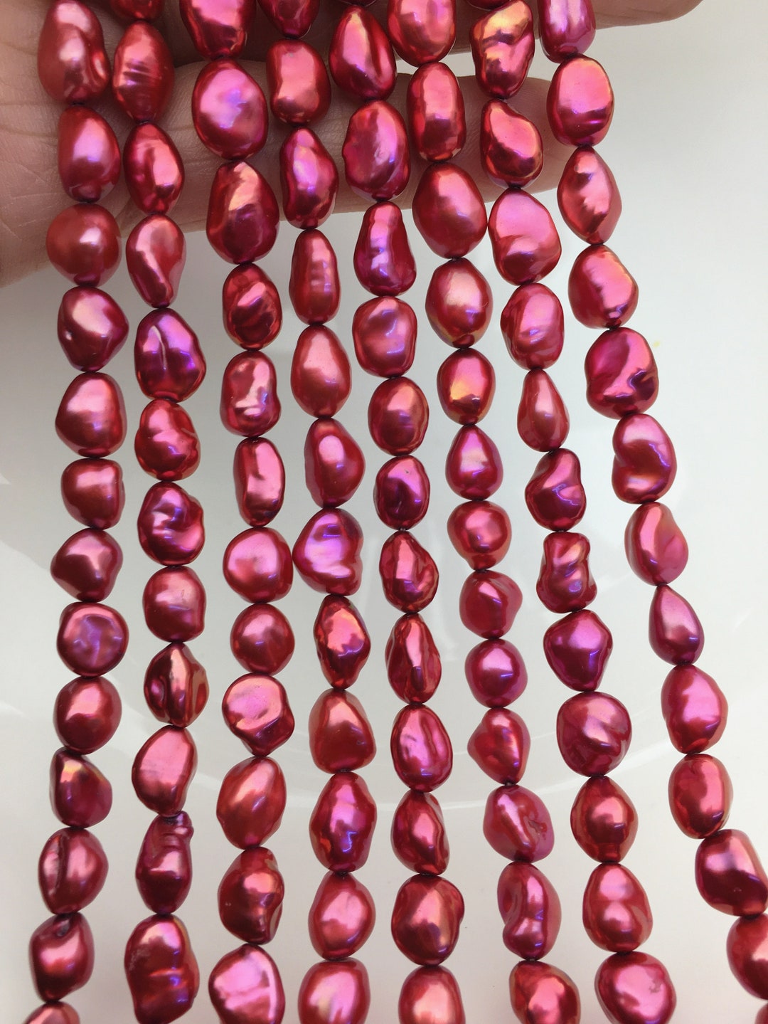 AAA 7.5-8mm Red Keshi Freshwater Pearl,diy Loose Freshwater Pearl ...