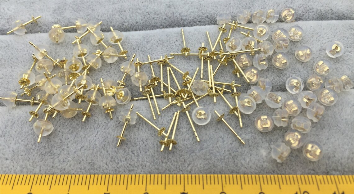 18k White Gold Stud 18k Yellow Gold Stud Post for Stud - Etsy