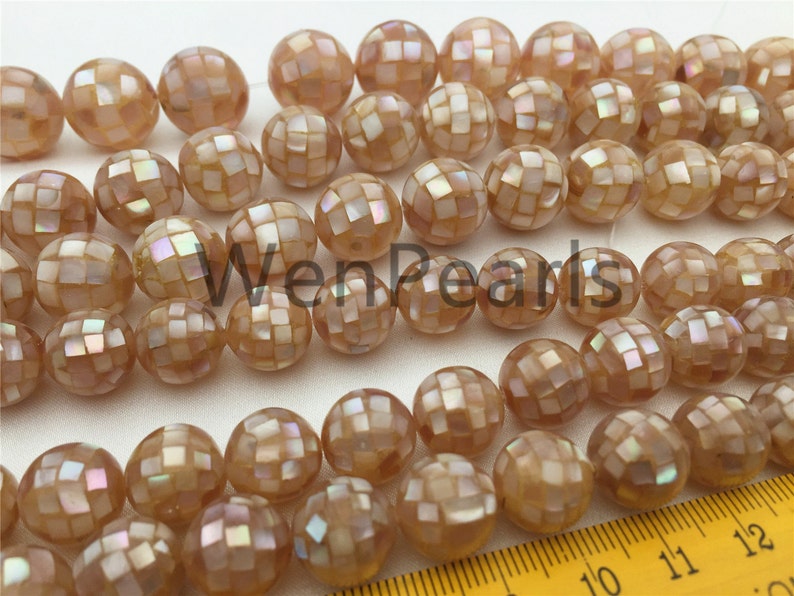 4pcs 10/12/14/16mm Pink Mosaic Shell Beads,gshe-001-8 - Etsy