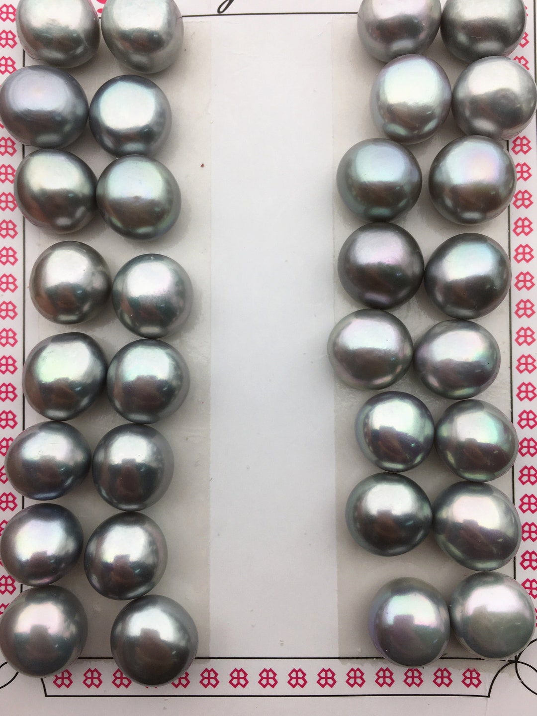 2 Pairs AAA 10.5-11mm Gray Baroque Button Freshwater Pearls,near Round ...