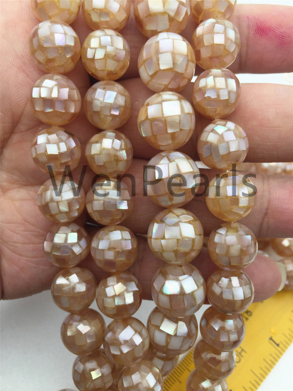 4pcs 10/12/14/16mm Pink Mosaic Shell Beads,gshe-001-8 - Etsy