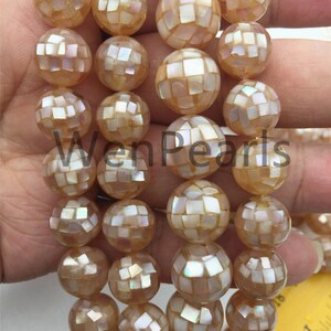 4pcs 10/12/14/16mm Pink Mosaic Shell Beads,gshe-001-8 - Etsy