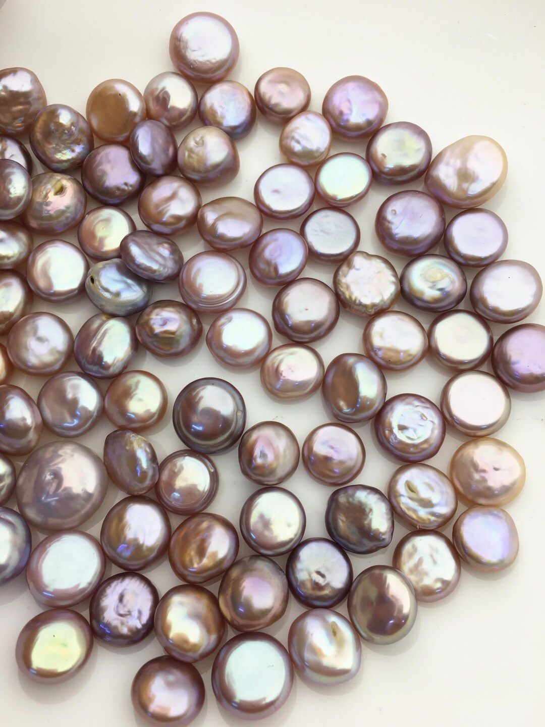 82pcs AA 11-16mm Purple Coin One Side Good Freshwater Pearls, Flat ...