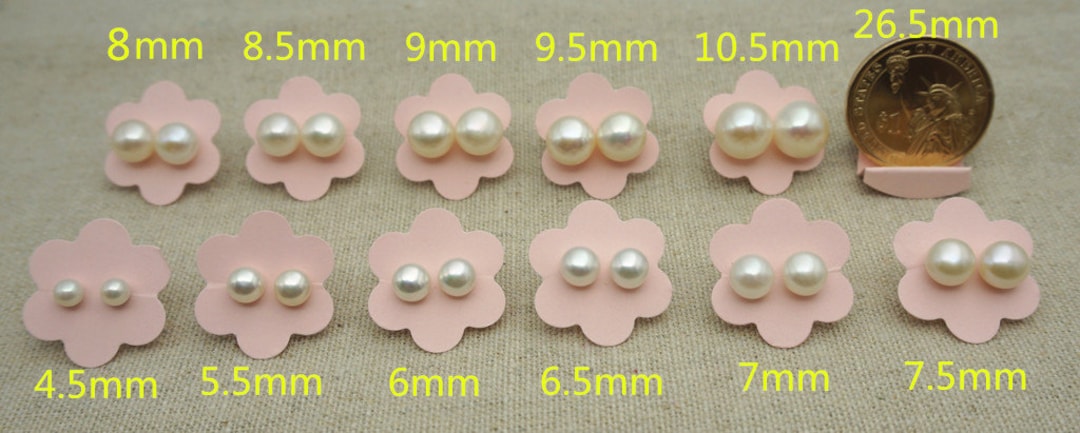 SET of 4 White Pearl Stud Earrings,button Round Earrings,set of 4 Pairs ...