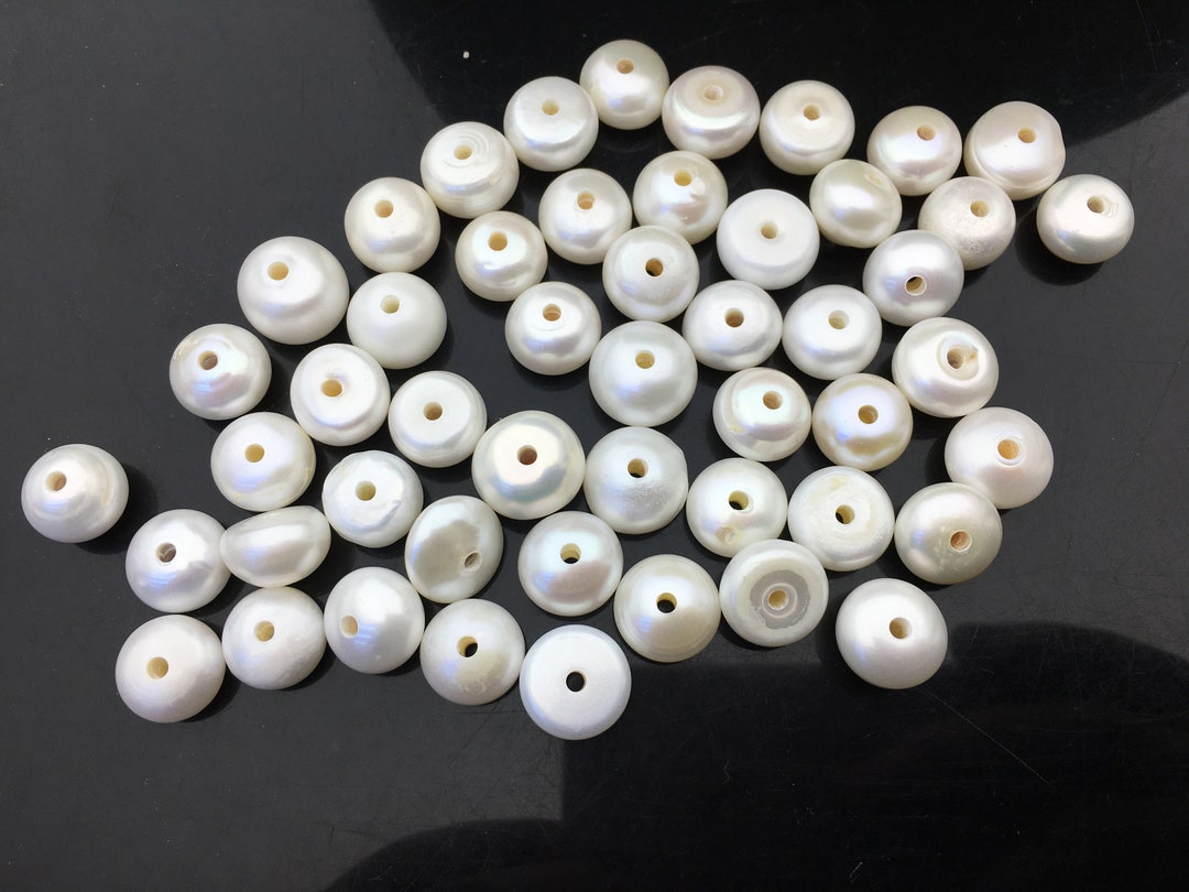 20pcs AA+ 12-14mm Big White Button Freshwater Pearls,2mm Large Hole ...