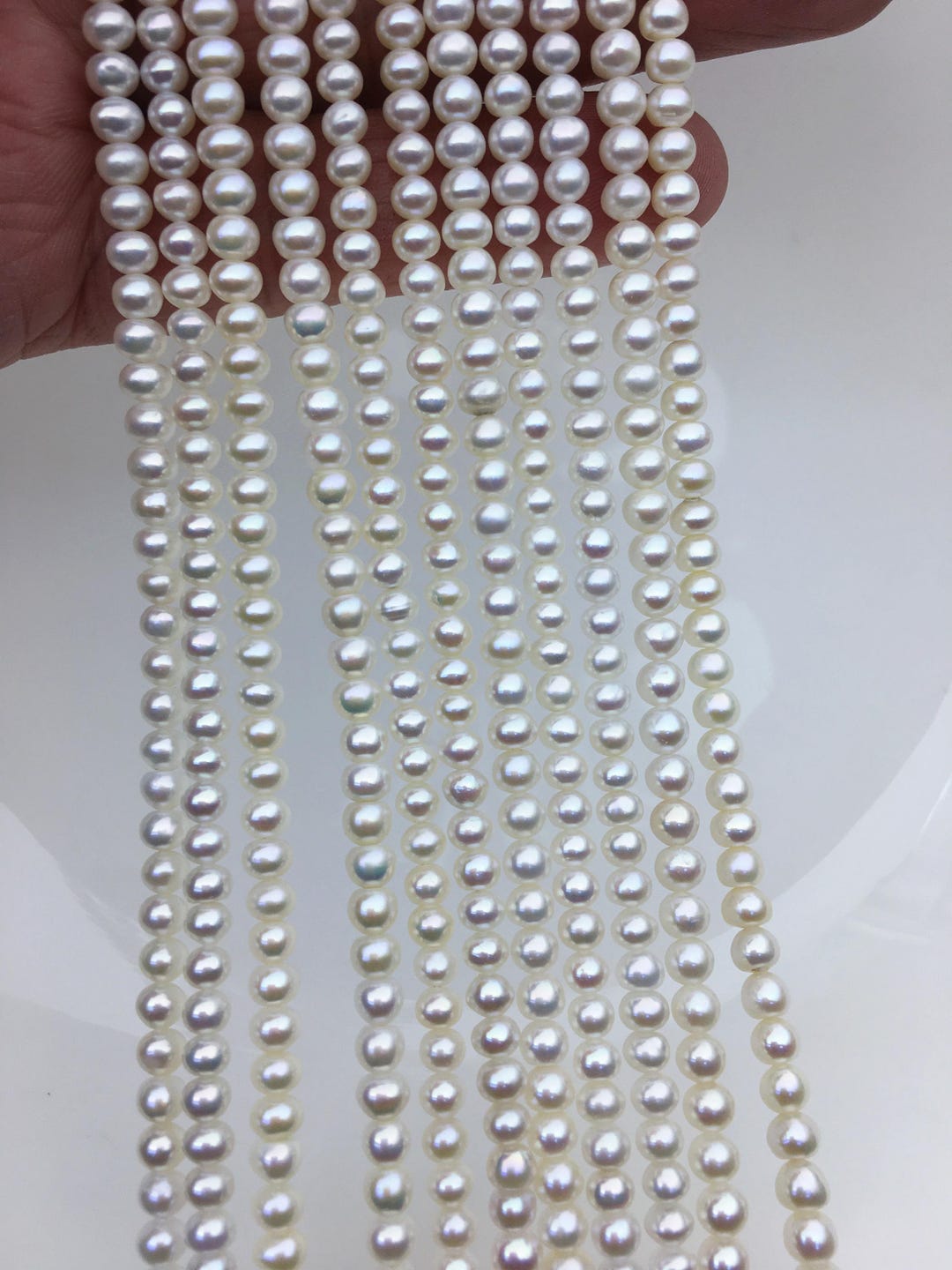 AAA 4-4.5mm White Button Round Rondelle Freshwater Pearls,sm4-3a-45 - Etsy