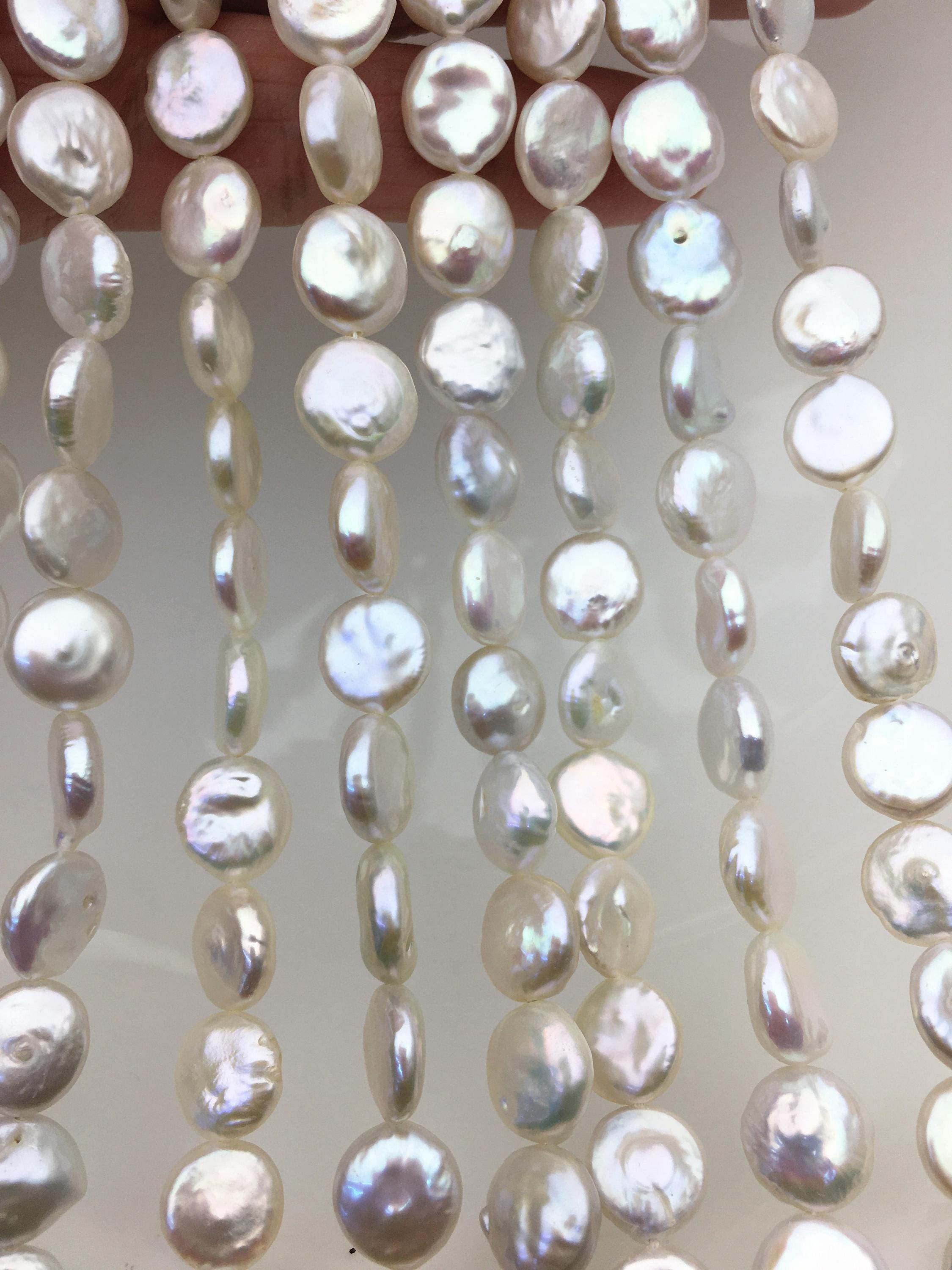 AA+ 10-11mm White Coin Freshwater Pearls,diy Bead,flat Round Pearl Bead ...