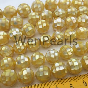 4pcs 10/12/14/16mm Golden Mosaic Shell Beads,golden Mosaic Shell Beads ...