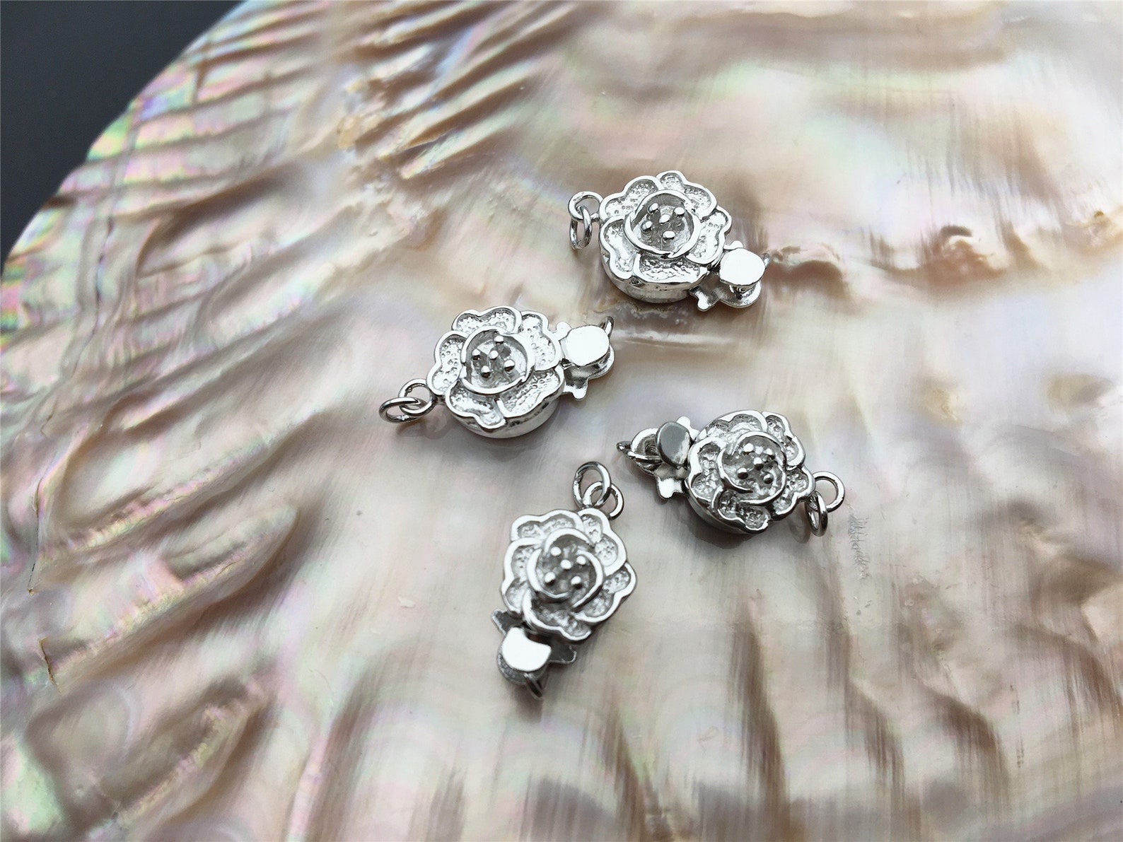 8.5mm 925 Sterling Silver Flower Clasp Single Strand Clasp - Etsy