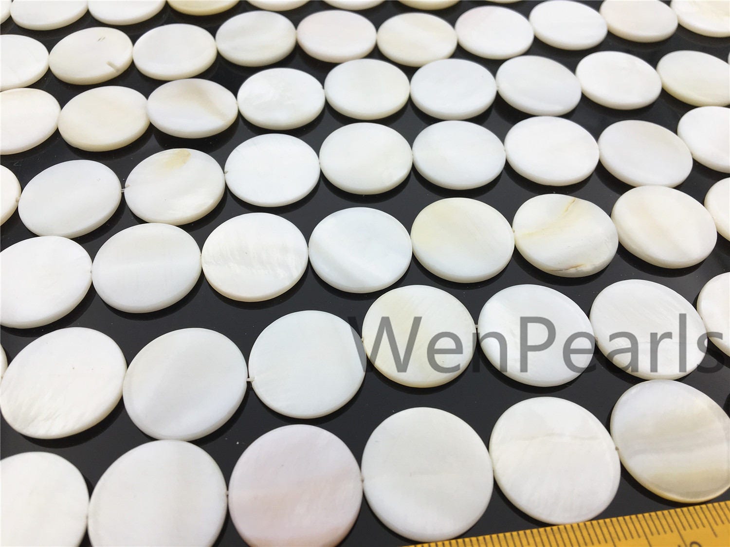 20mm Natural Mother of Pearl Shell Coin Beads Full | Etsy
