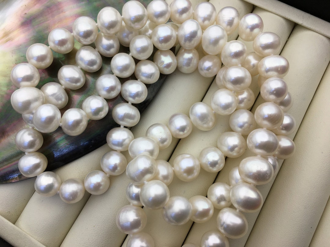 32'' AA+ 10mm Whtie Potato Pearl Necklace,white Pearl Necklace,npn1-018 ...