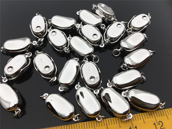 925 Sterling Silver or Alloy Plated White Gold Bean Shaped 925 Sterling Silver or Alloy Plated White Gold Bean Shaped