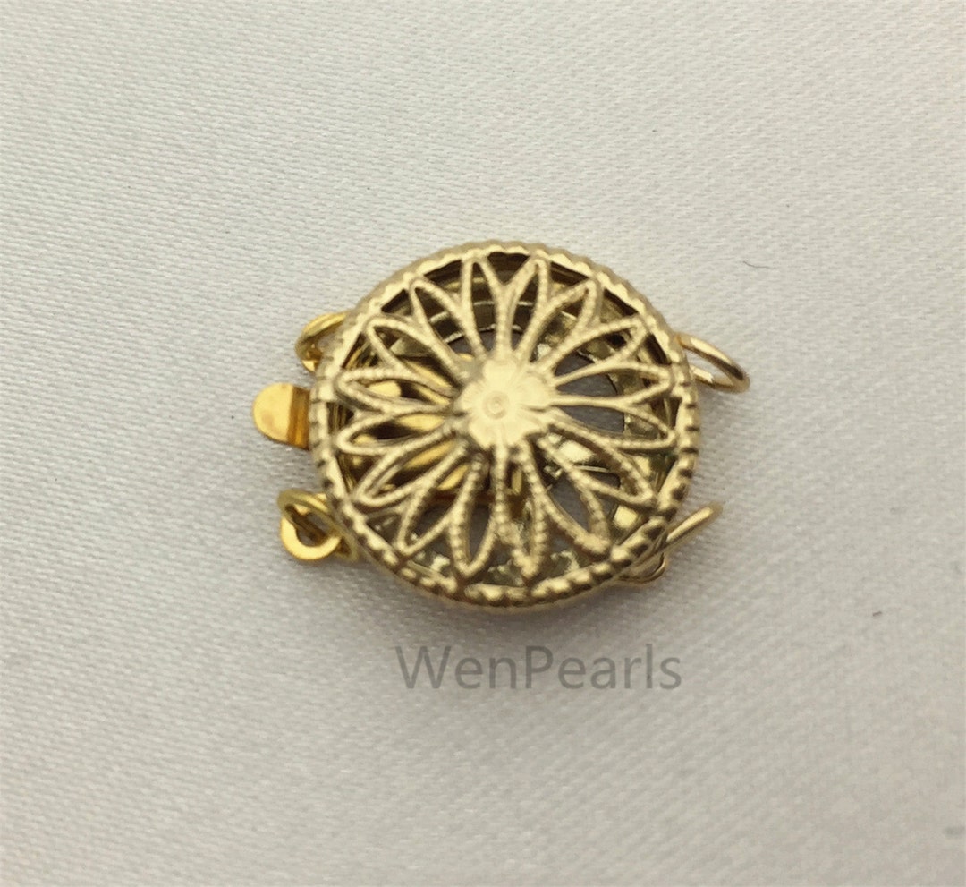 Two Strand Pearl Clasp, 14k Gold Filled Round Filigree Clasp-12.5mm ...
