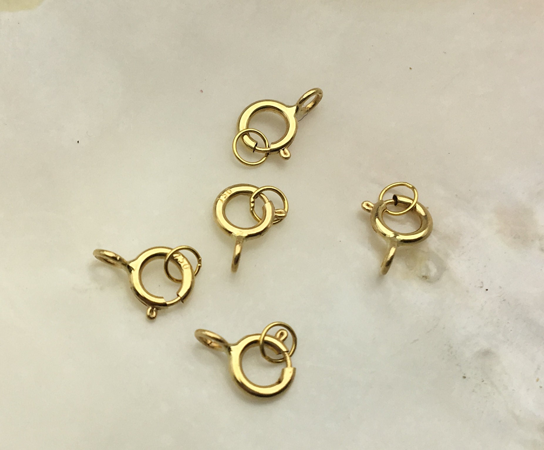18k Solid Yellow Gold Set 4.5mm Spring Ring With 2.8 Mm Closed Jump ...