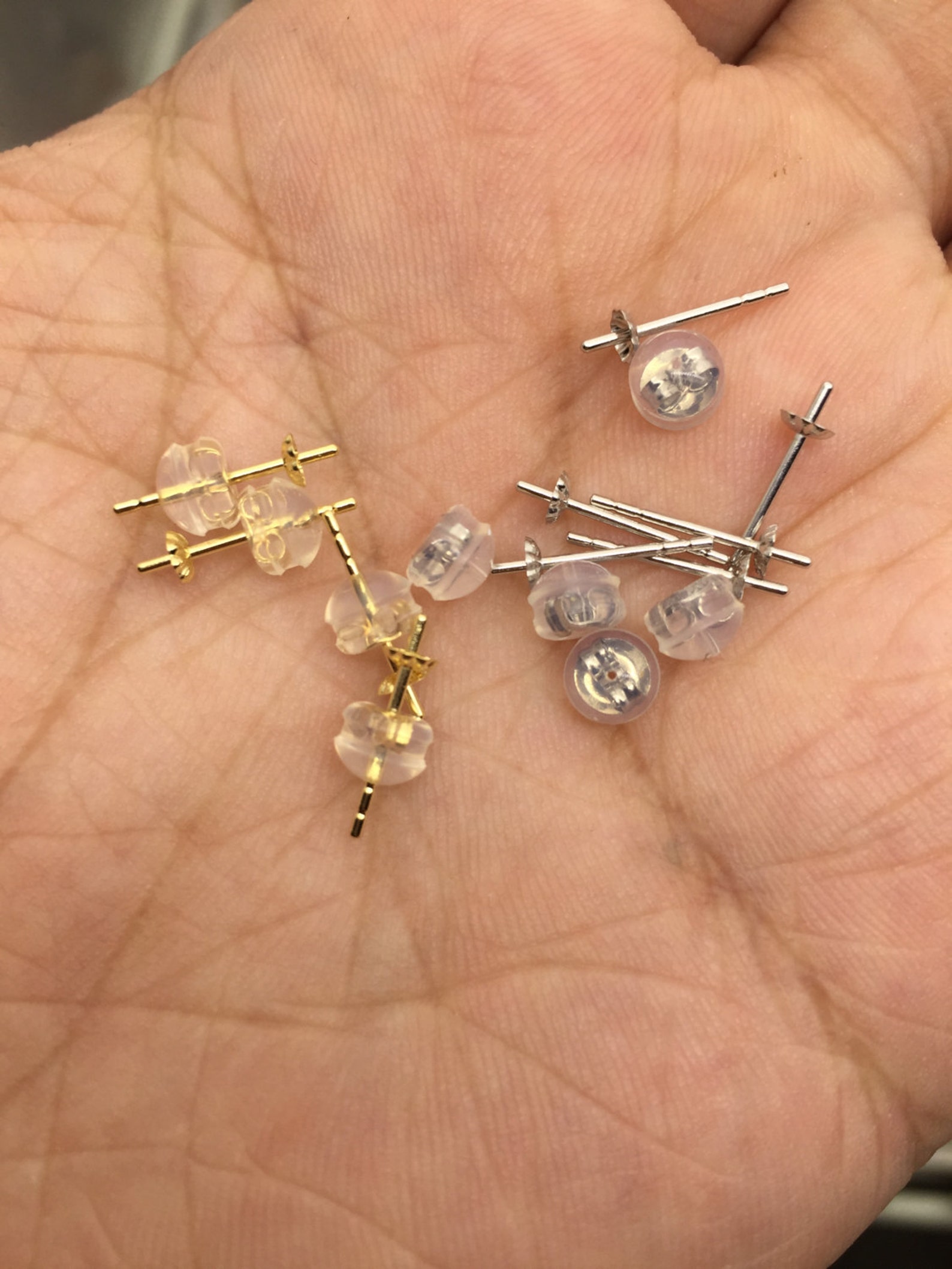 18k White Gold Stud 18k Yellow Gold Stud Post for Stud - Etsy