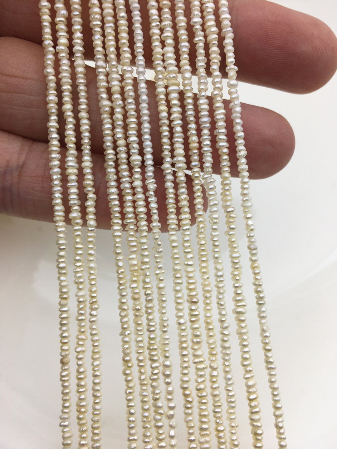 AA 2-2.2mm Tiny White Button Round Pearls,full Strand,rondelle Pearl ...