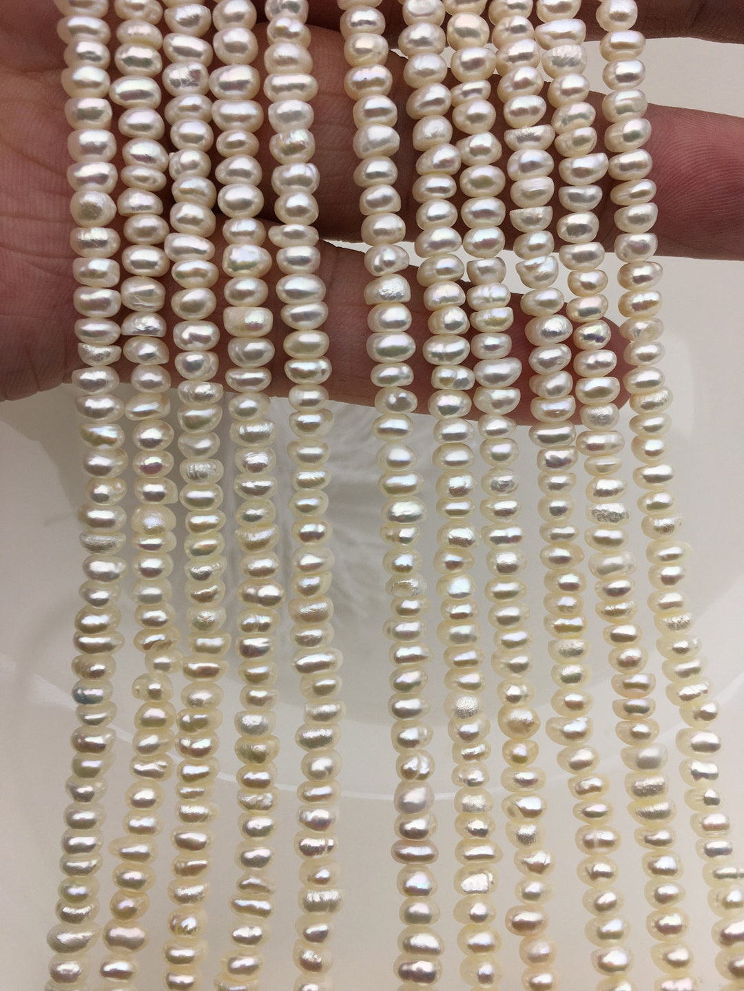 AA 4.5-5mm Tiny White Button Round Potato Freshwater Pearls,rondelle ...