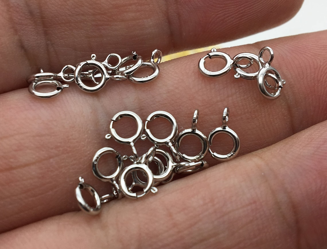 10pcs 5mmx8mm Sterling Silver Clasp Spring Ring Clasp Closed - Etsy