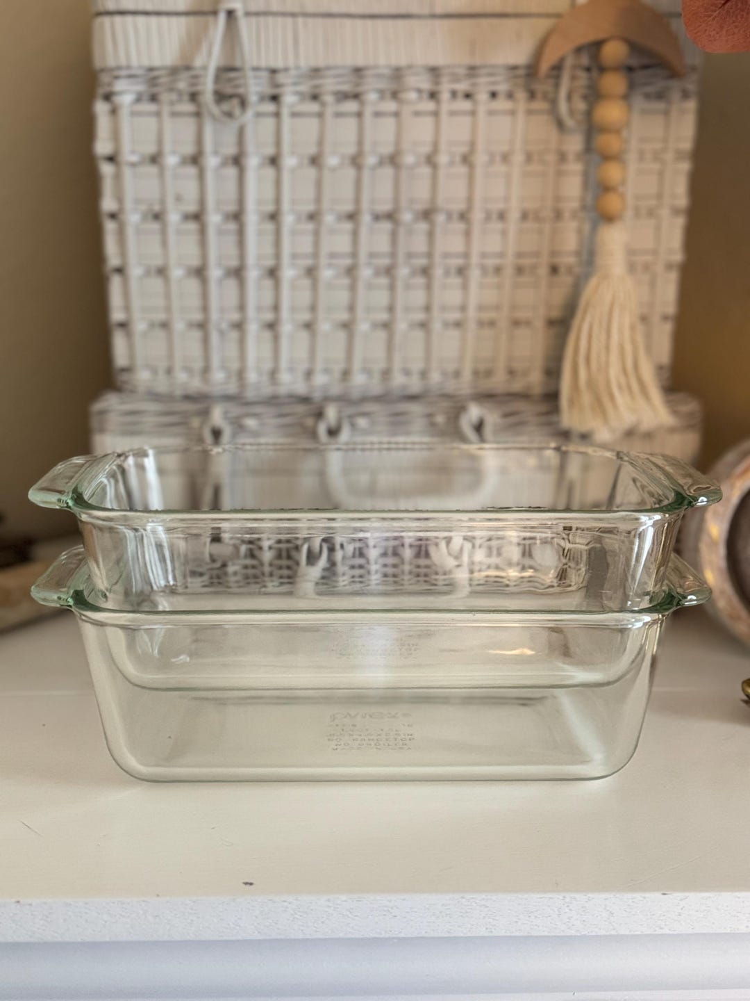 Two Vintage Pyrex 213 R Clear Glass Loaf Pans Made in USA Pyrex 1.5 QT ...