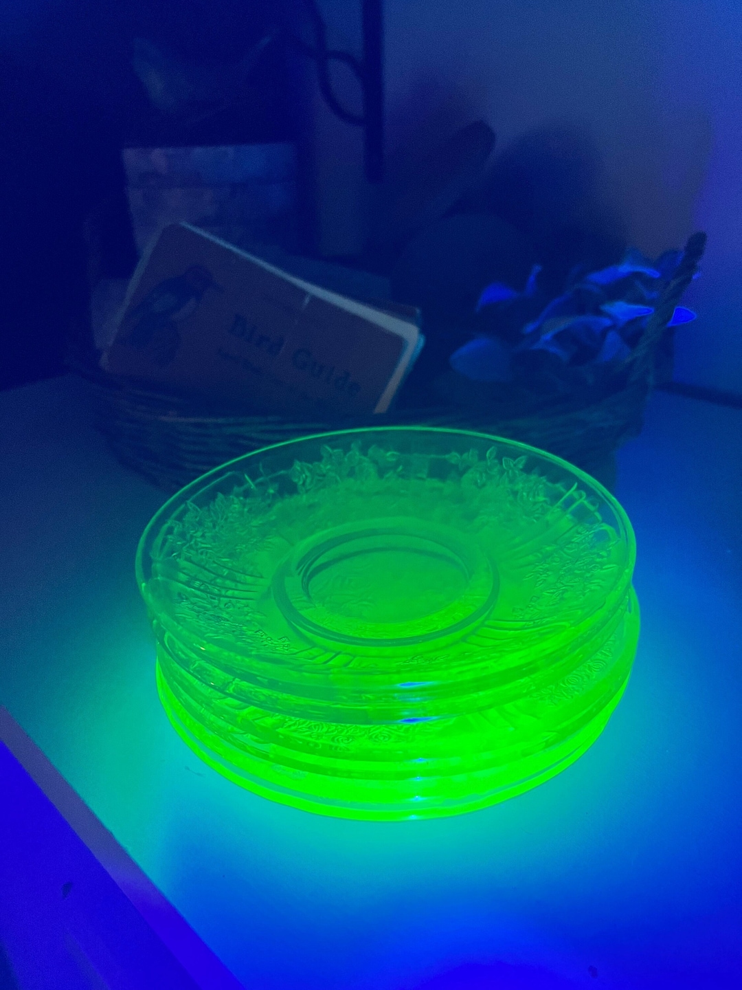 SEVEN Vaseline Uranium Plates Lot | Green Uranium Glassware | Vaseline ...