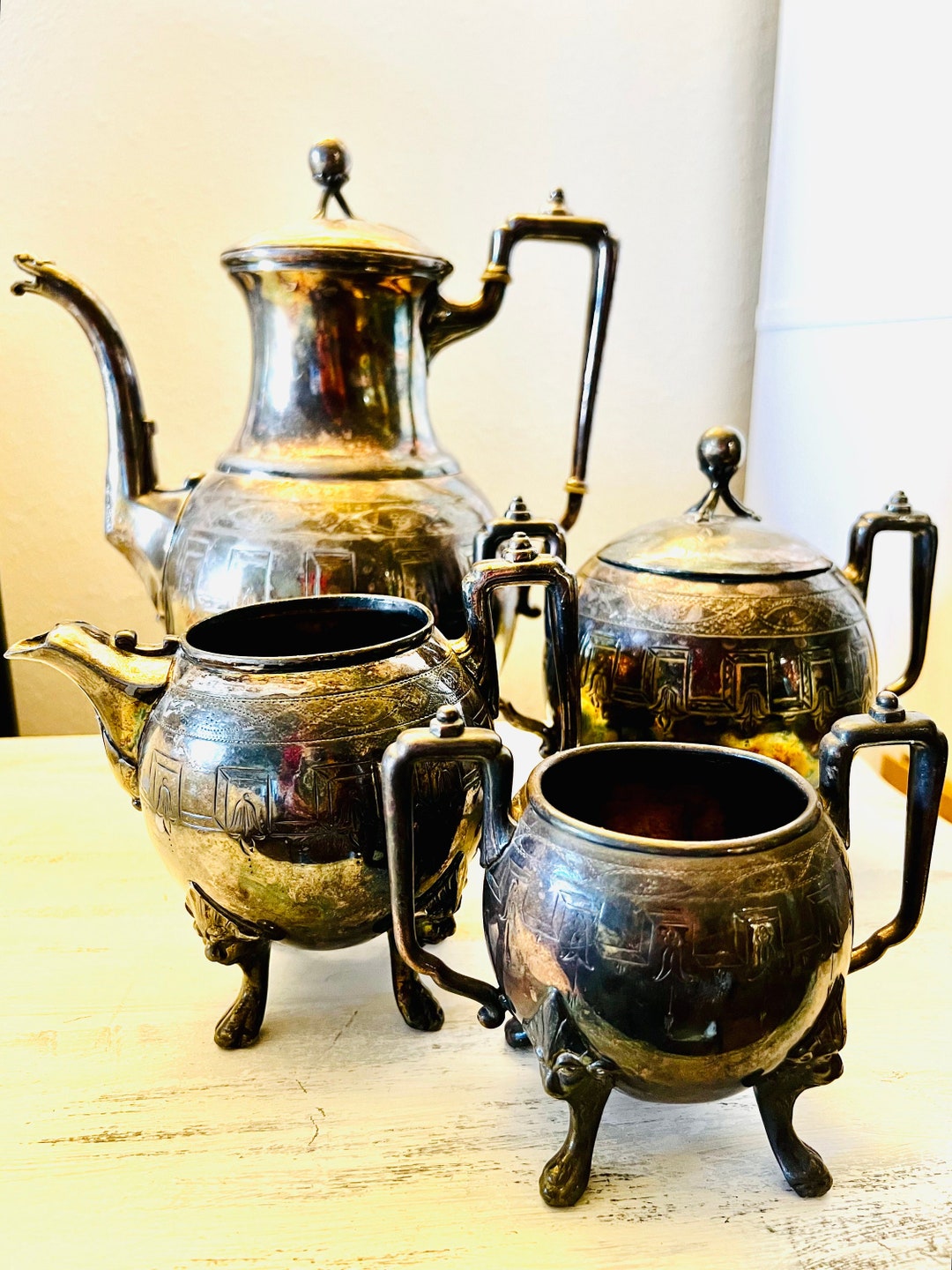Antique Coffee Tea Set | Silver Plated Vintage Tea Set | 1800’s Tea Set ...