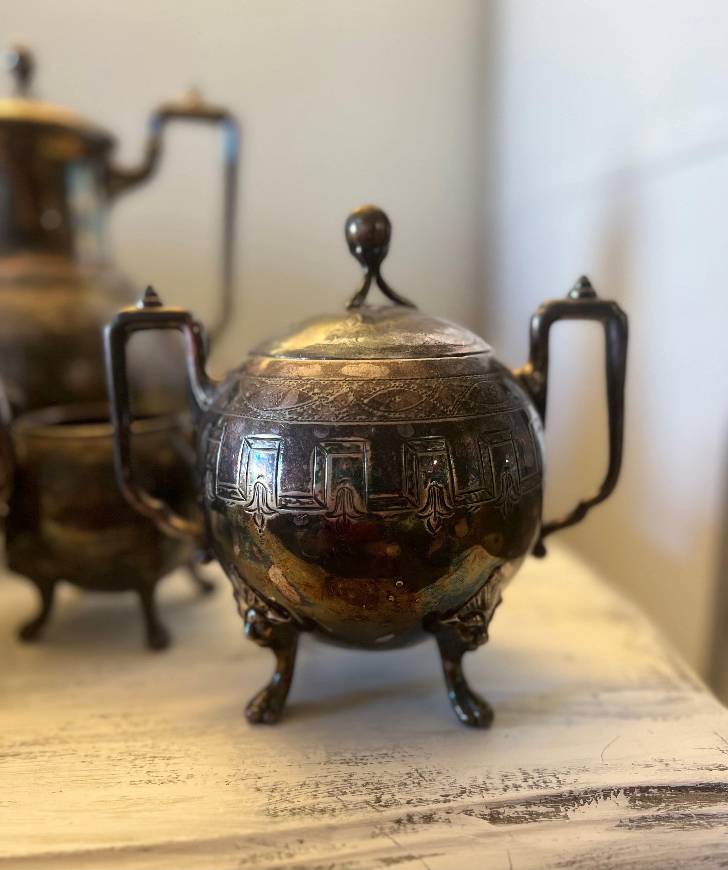 Antique Coffee Tea Set Silver Plated Vintage Tea Set 1800s Tea Set ...