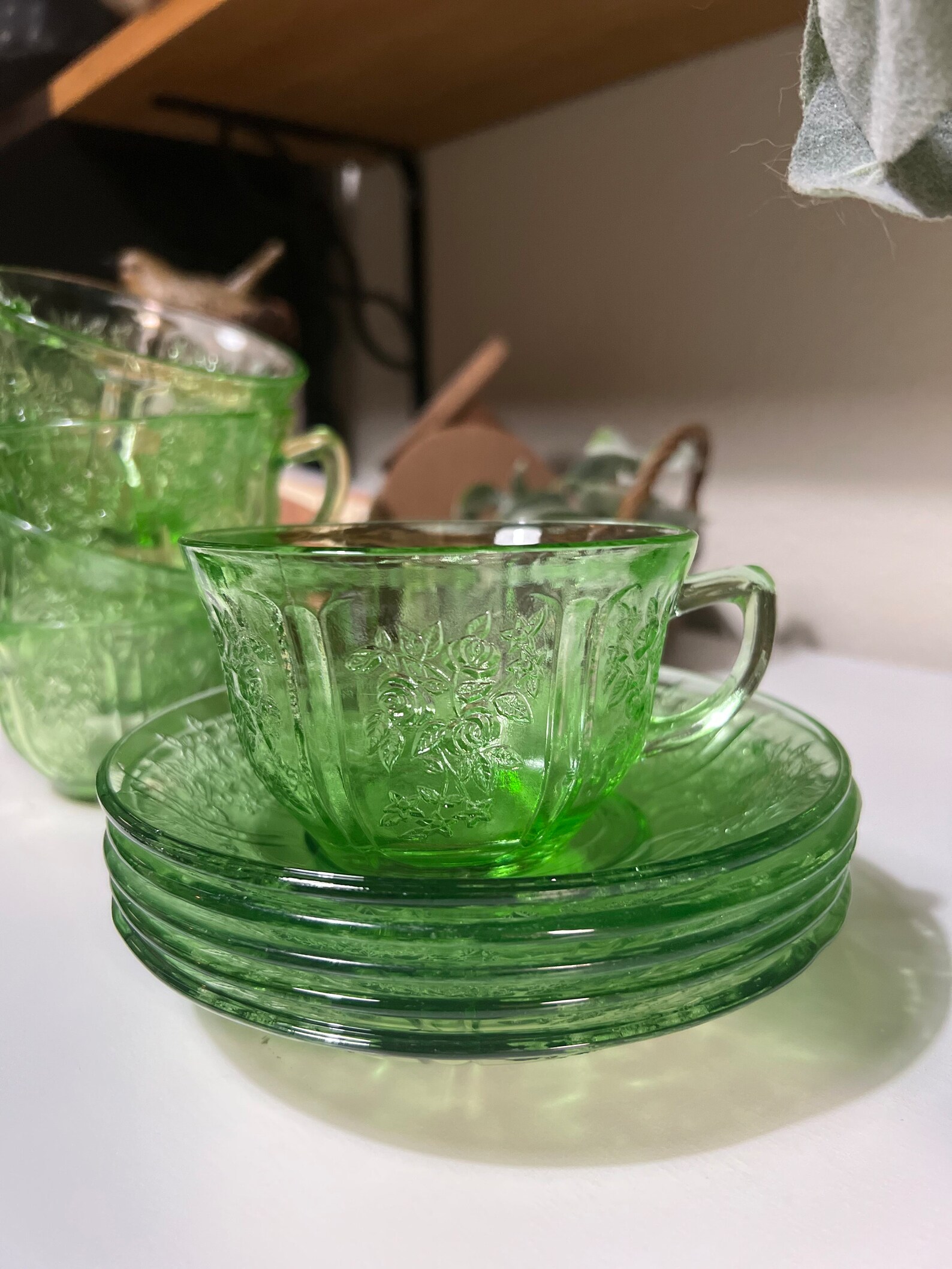 Green Uranium Glassware Vaseline Depression Glass Green Depression Ware ...