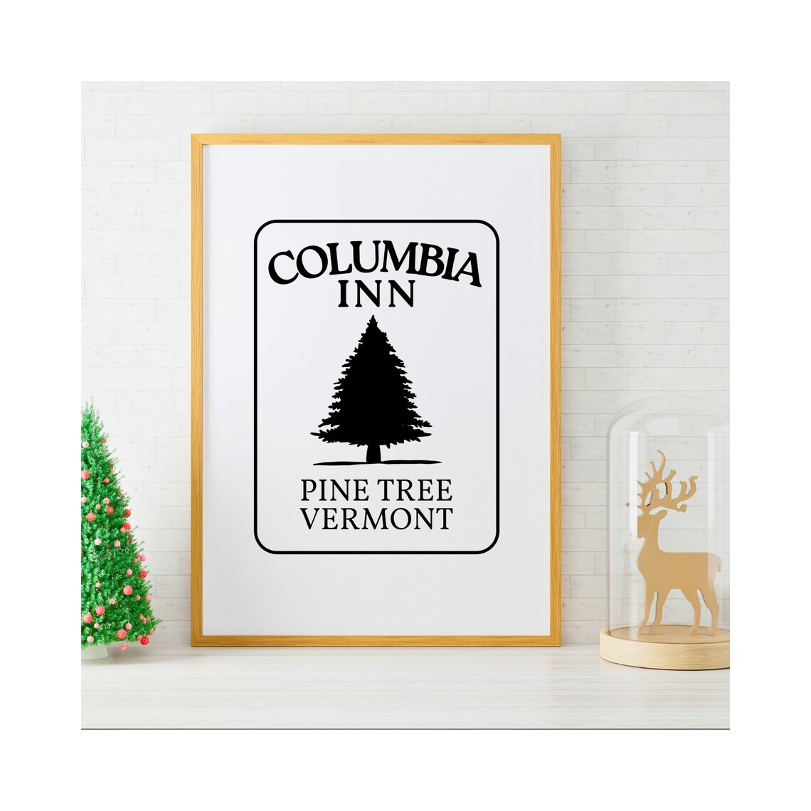 White Christmas Columbia Inn Sign Pine Tree Vermont Digital Prints ...