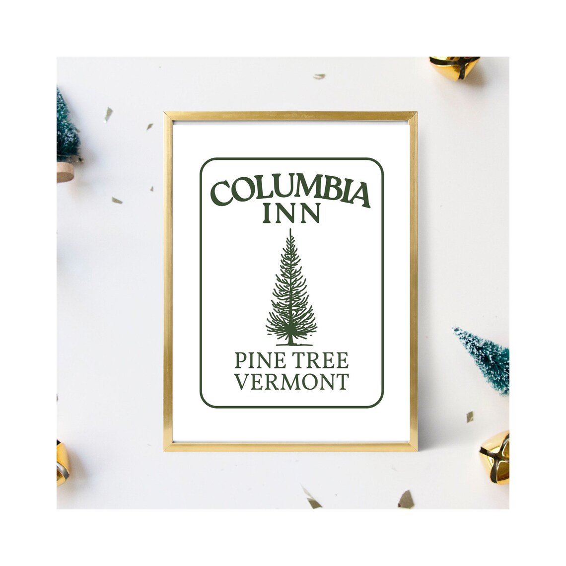 White Christmas Columbia Inn Sign Pine Tree Vermont Digital Prints ...