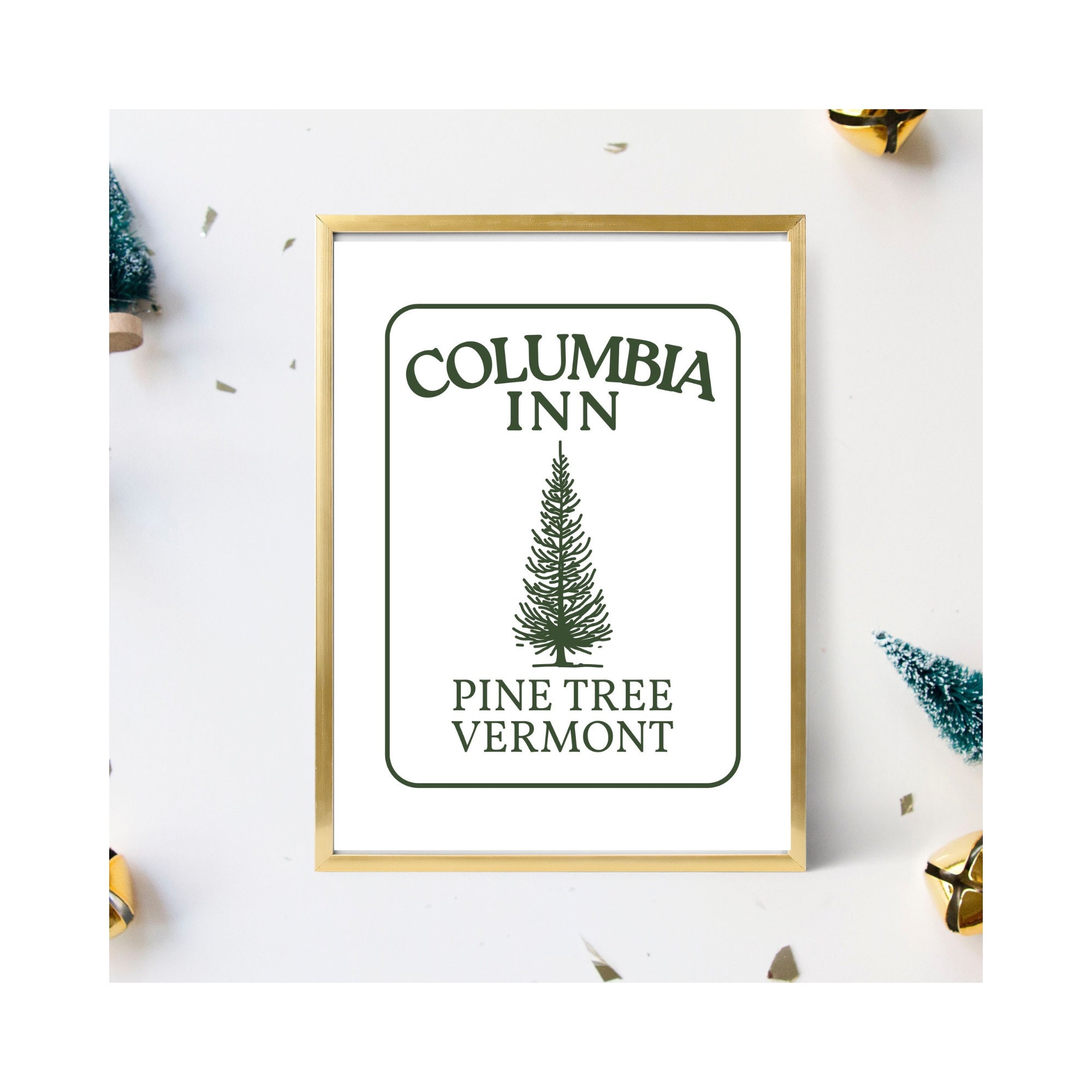 White Christmas Columbia Inn Sign Pine Tree Vermont Digital Prints ...