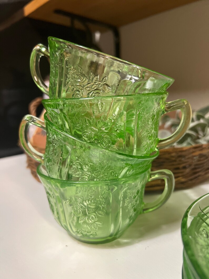 Green Uranium Glassware Vaseline Depression Glass Green Depression Ware ...