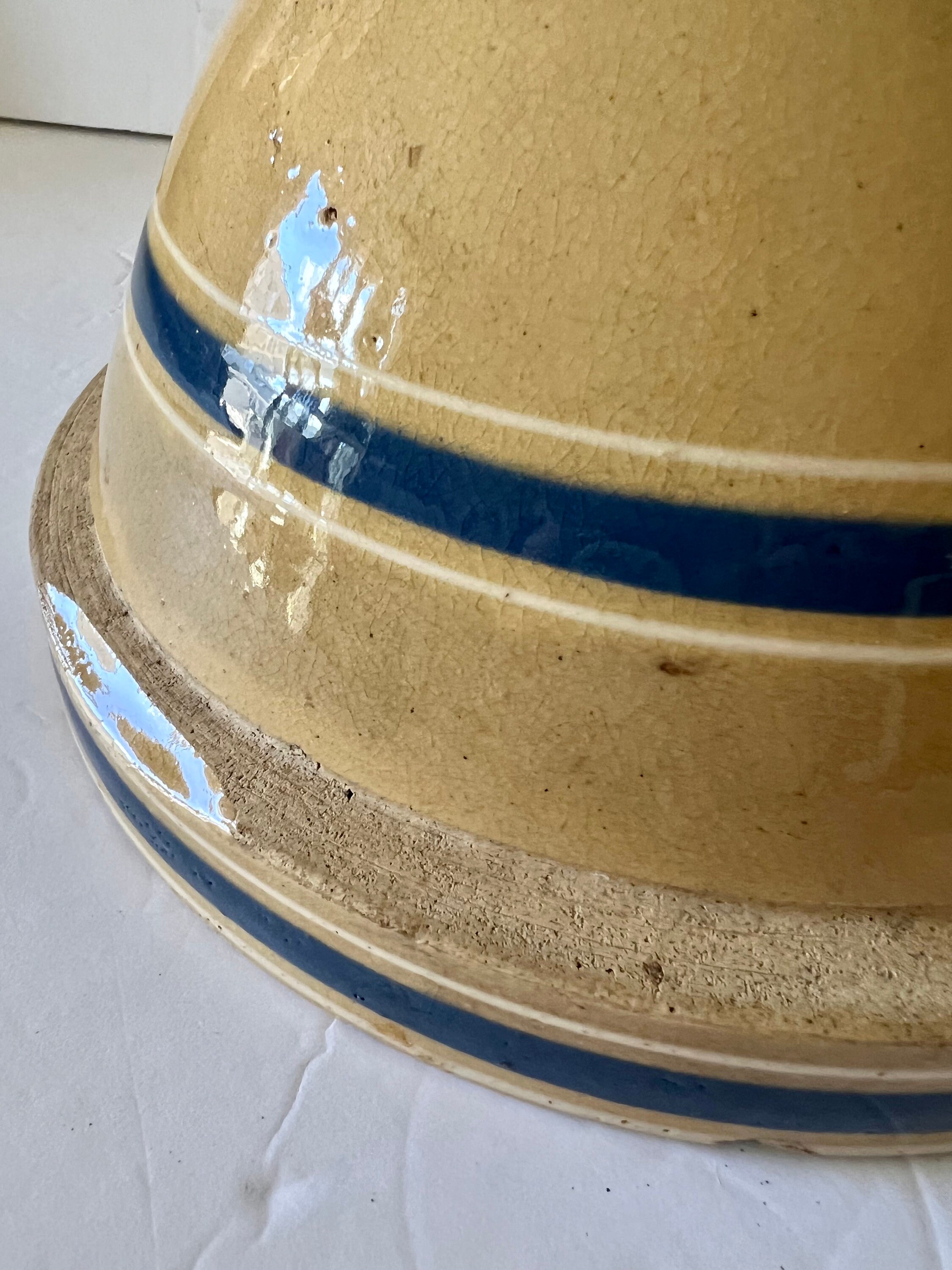 Blue Yellow Ware Bowl | Vintage BLUE BANDED Yellow Ware Mixing Bowl ...