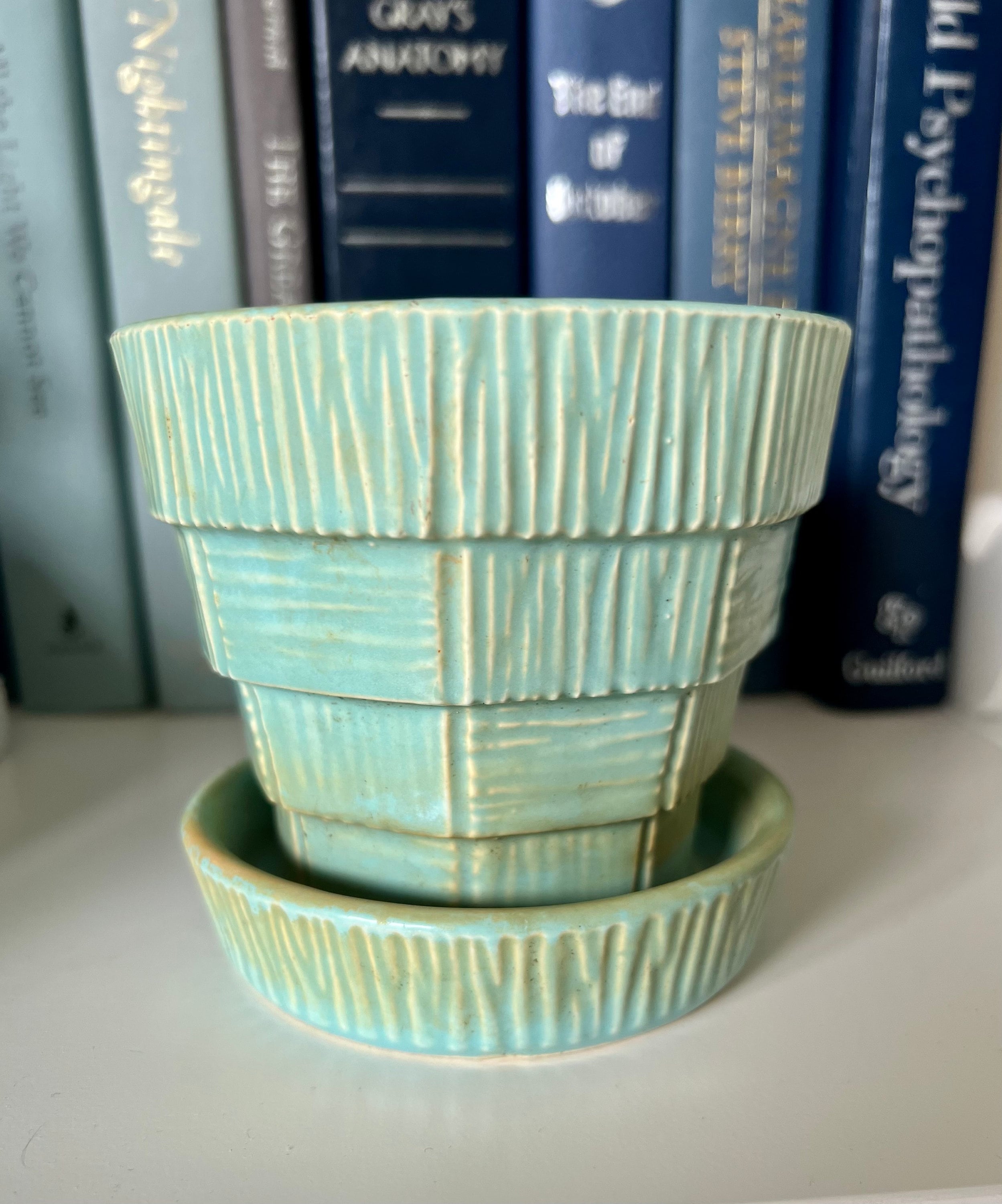 Mccoy Basketweave Planter Mccoy Planters Blue Mccoy - Etsy