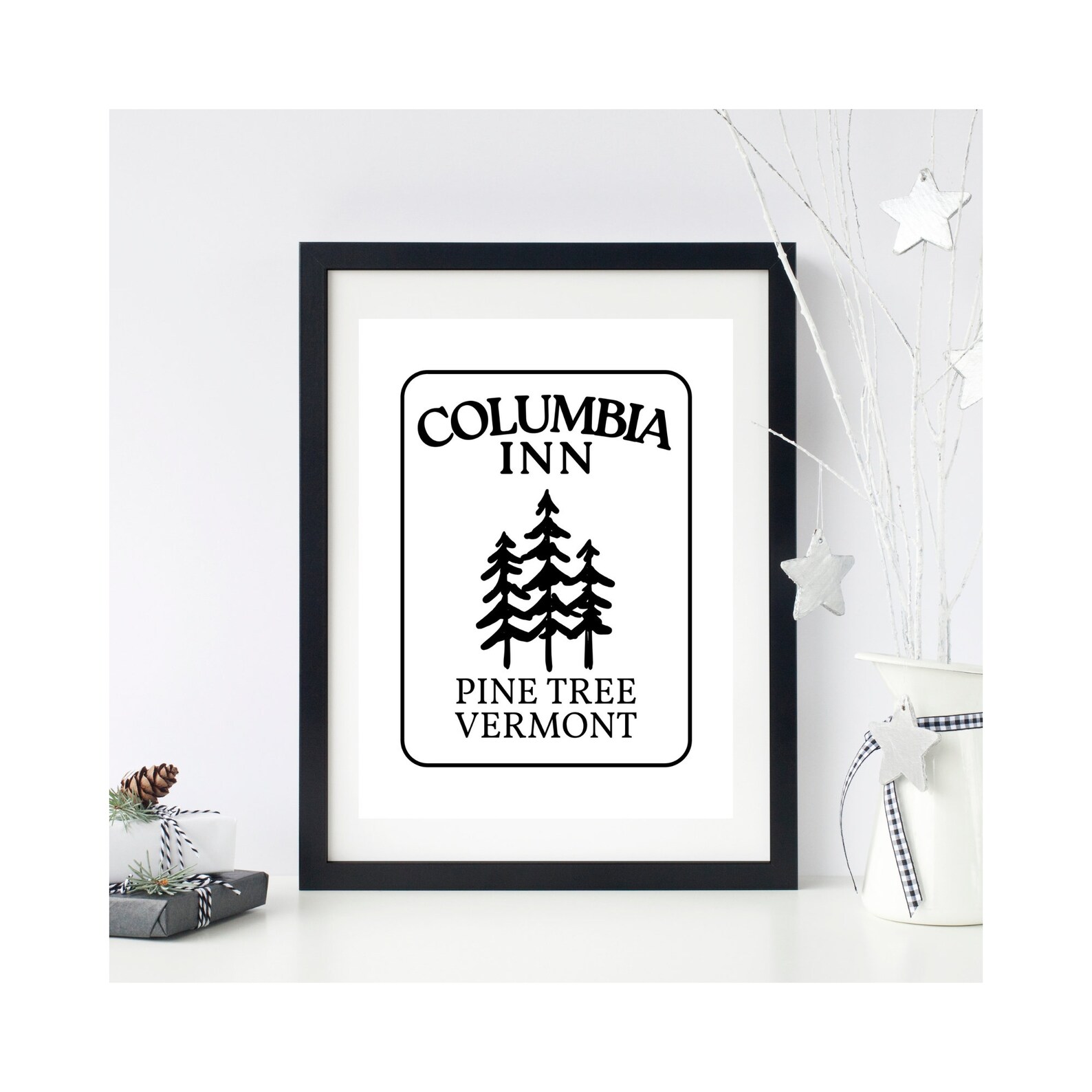 White Christmas Columbia Inn Sign Pine Tree Vermont Digital Prints ...
